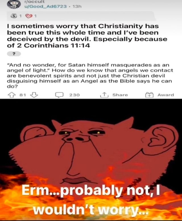 I sometimes worry that Christianity has been true this whole time and I ...
