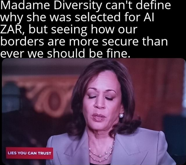 Madame Diversity can't define why she was selected for Al ZAR, but ...