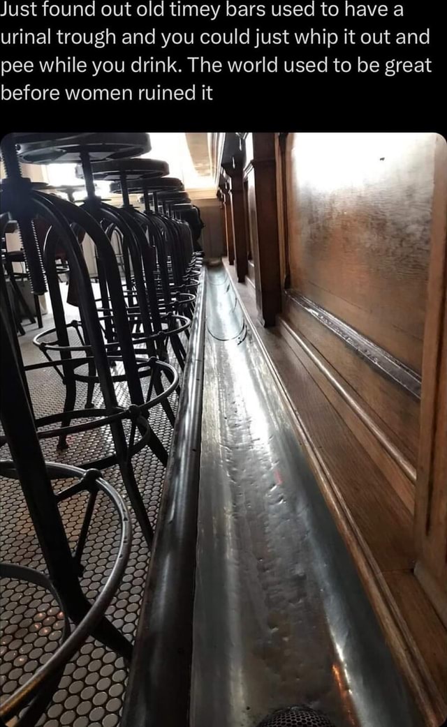 Just found out old timey bars used to have a urinal trough and you ...