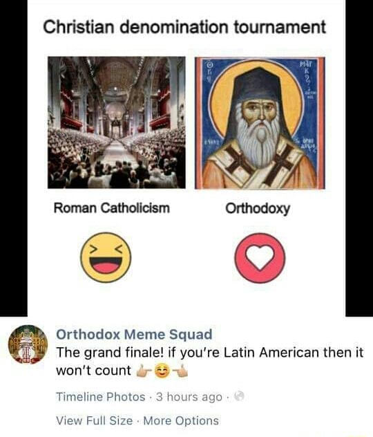 Christian denomination tournament as Roman Catholicism Orthodoxy ...