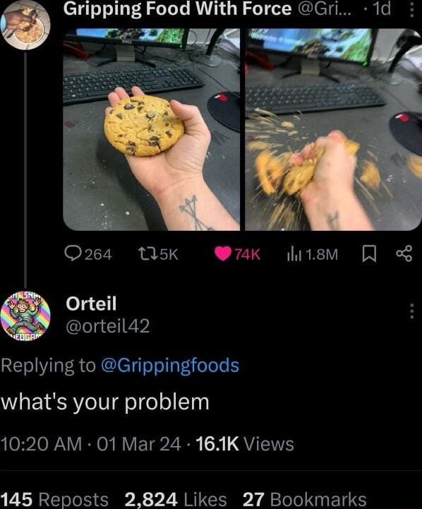 Gripping Food With Force @Gri... id fe Orteil @orteil42 Replying to ...