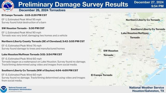 December 26, 2024 Tornadoes El Campo Tornado- PM CST Preliminary Damage ...