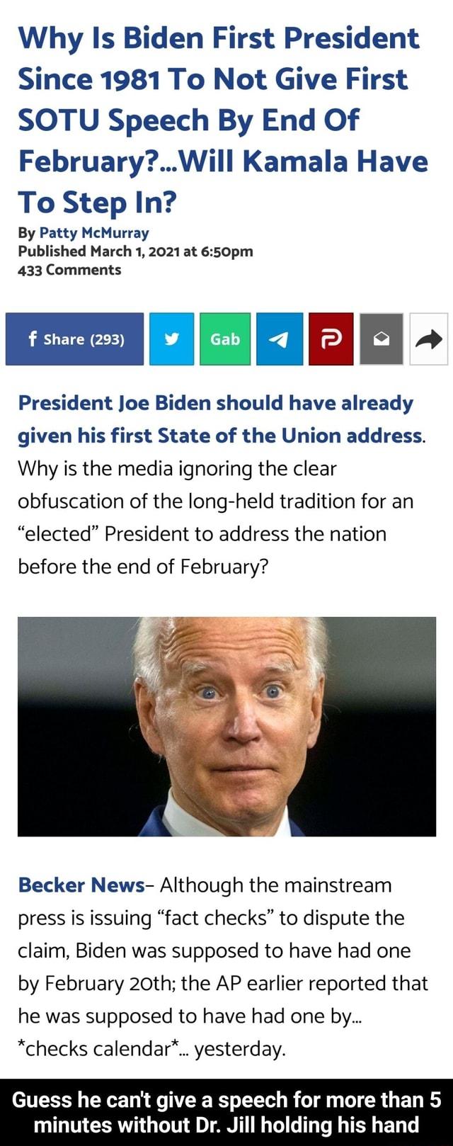 Why Is Biden First President Since 1981 To Not Give First SOTU Speech ...