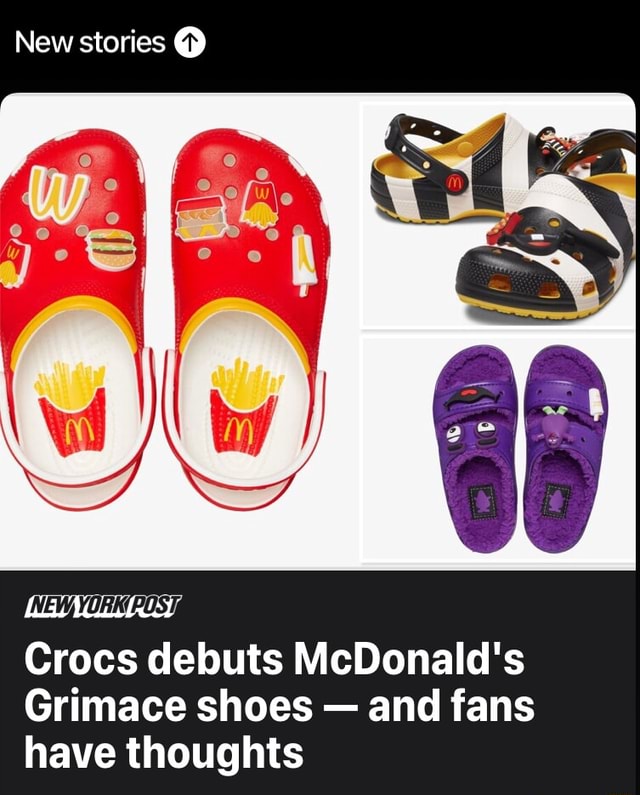 New stories @ Crocs debuts McDonald's Grimace shoes - and fans have thoughts - iFunny