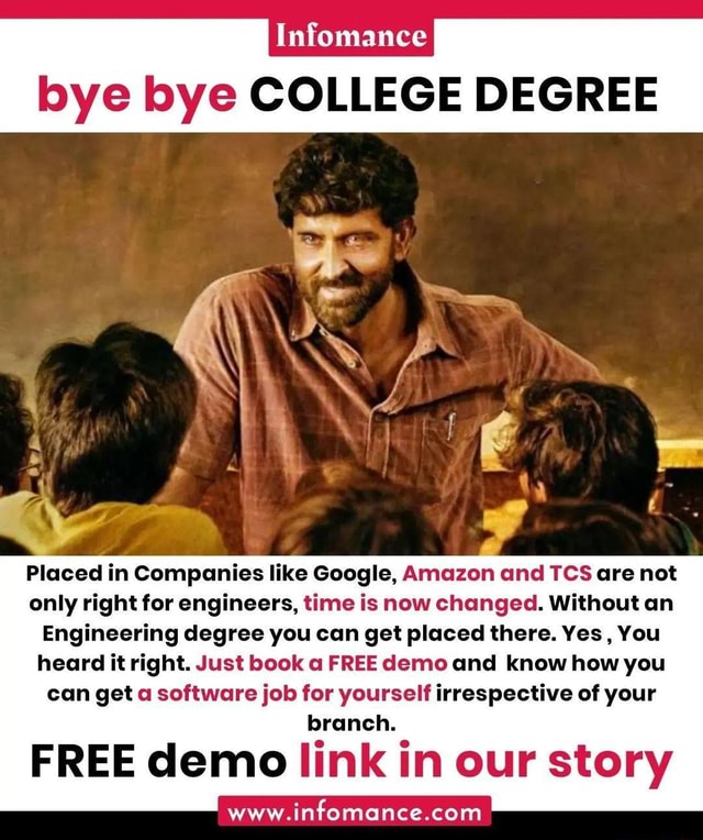 Check in our story - Infomance bye bye COLLEGE DEGREE Placed in ...