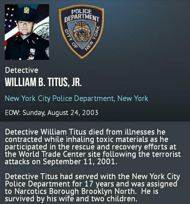 Detective WILLIAM B. TITUS, JR. New York City Police Department, New ...