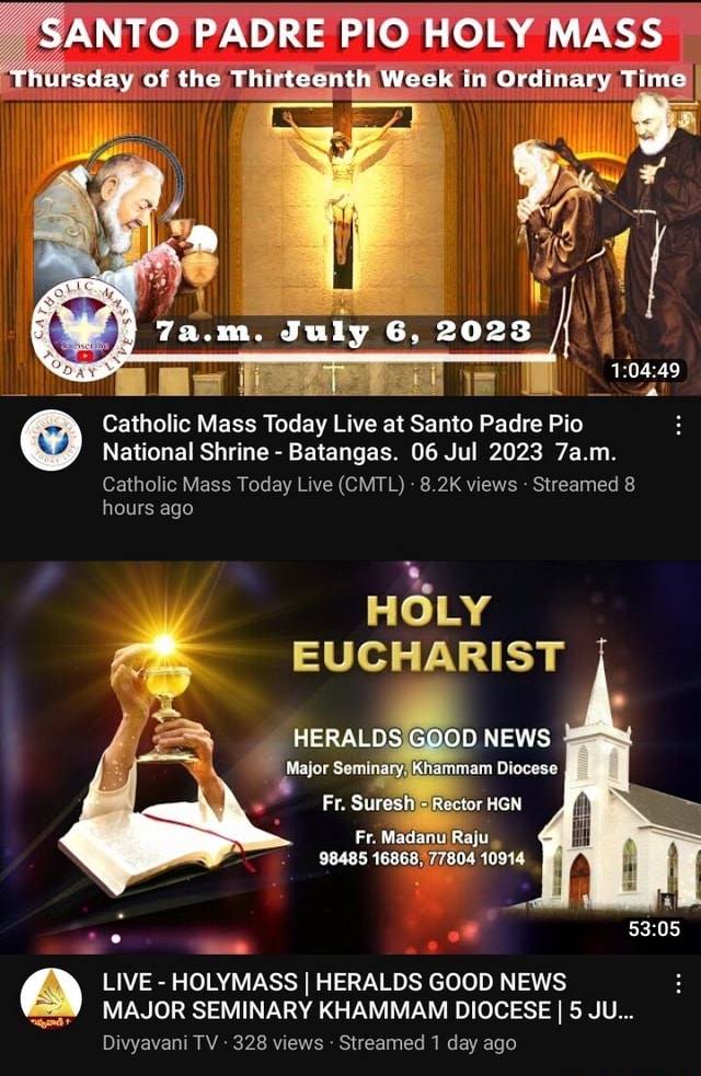 AANTO PADRE PIO HOLY MASS Thursday of the Thirteenth Week in Ordinary Time July 2023 Catholic ...