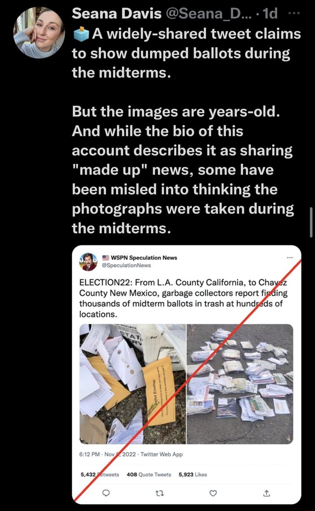 Seana Davis @Seana_D... id A widely-shared tweet claims to show dumped ...