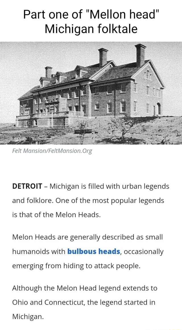 Part one of "Mellon head" Michigan folktale Felt Ore DETROIT - Michigan ...