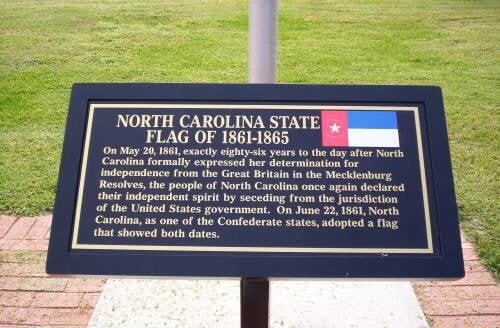 NORTH CAROLINA STATE FLAG OF 1861-1865 On May 20, 1861, exactly eighty ...