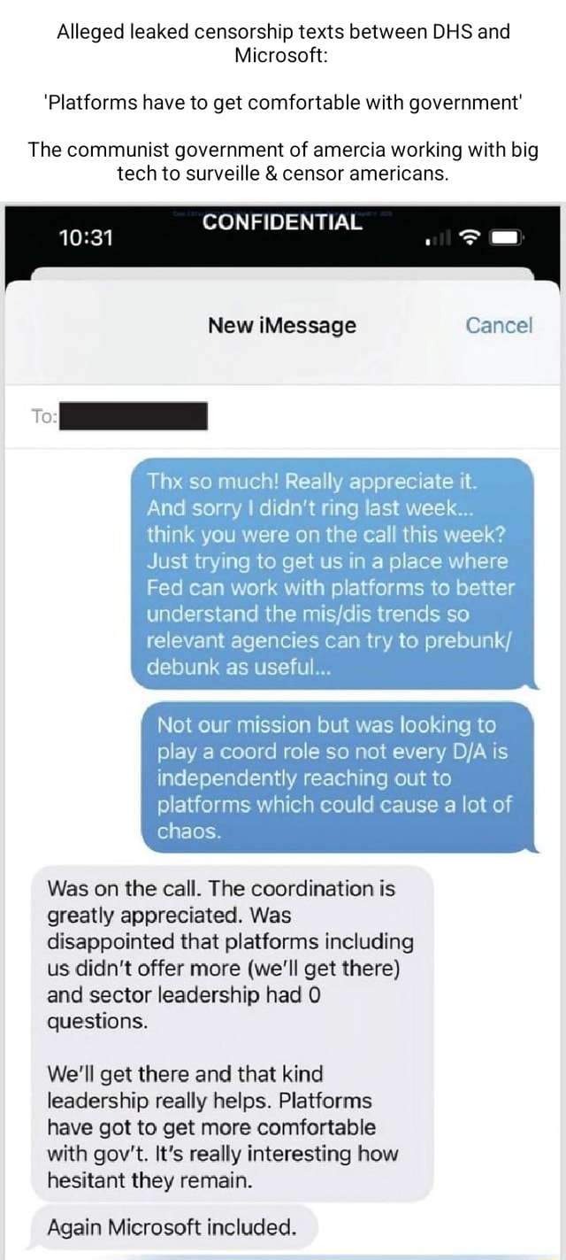 Alleged leaked censorship texts between DHS and Microsoft: 'Platforms ...