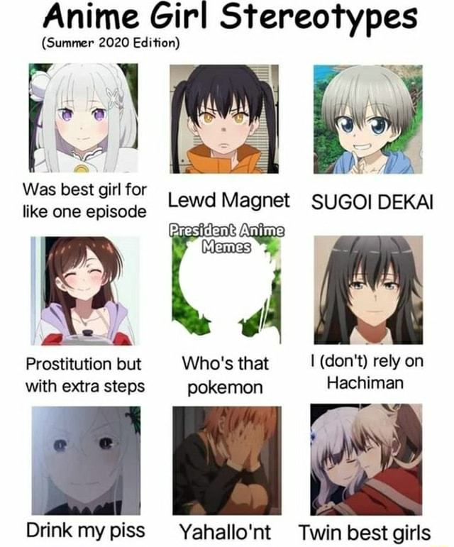 Anime Girl Stereotypes (Summer 2020 Edition) Was best girl for like one ...