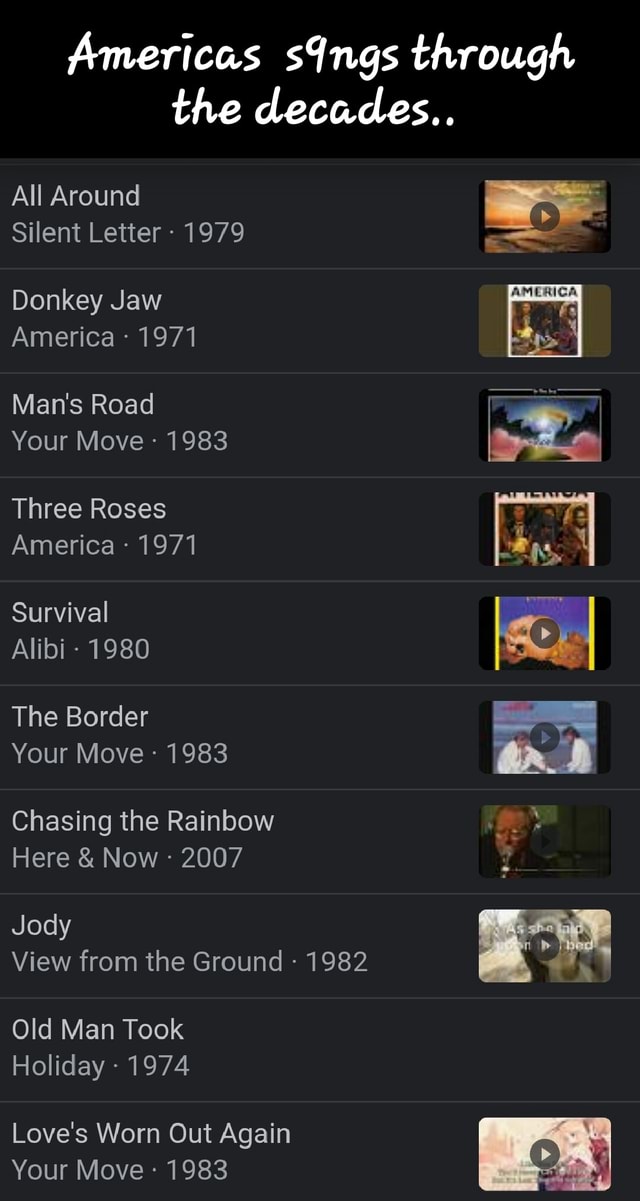 Americas sIngs through the decades.. AMERICA All Around Silent Letter ...