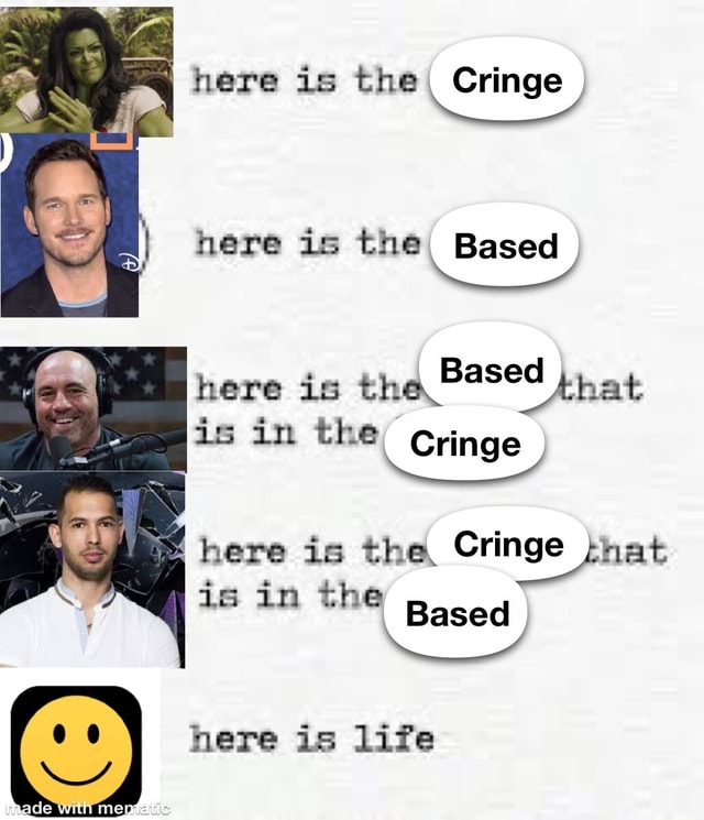 Here is the Cringe here is the Based here is the Based prat is in the ...