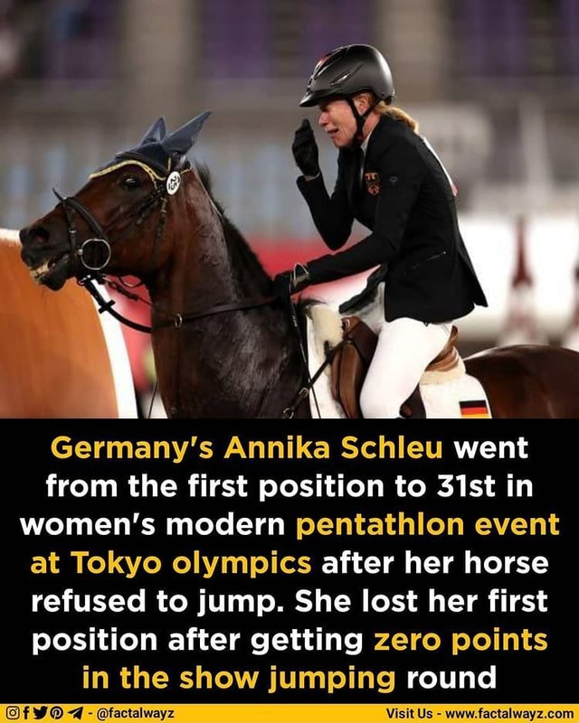 Germany's Annika Schleu went from the first position to 31st in women's ...