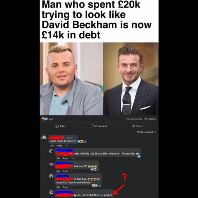 Man who spent trying to look like David Beckham is now in debt I had ...