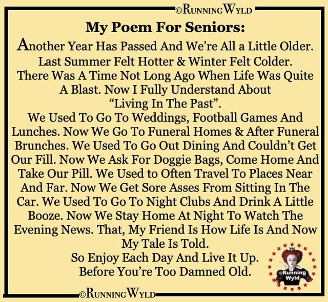 A POEM FOR SENIORS: 🤨 Running Wyld ~KM~ - RUNNING WYLD My Poem For ...