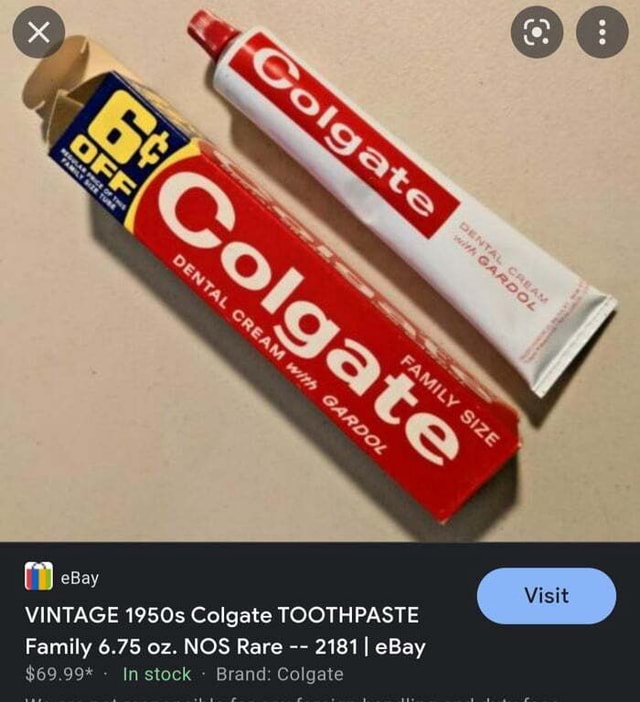 EBay VINTAGE 1950s Colgate TOOTHPASTE Family 6.75 oz. NOS Rare 2181 I ...