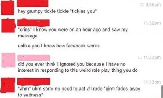 Hey grumpy tickle tickle "tickles you" *grins" I know you were on an ...