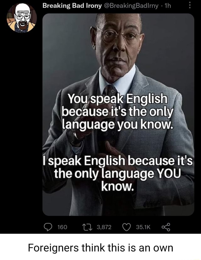Breaking Bad Irony Ca SS You speak English because it's the only ...