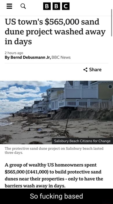 =a HHG US town's $565,000 sand dune project washed away in days hours ...