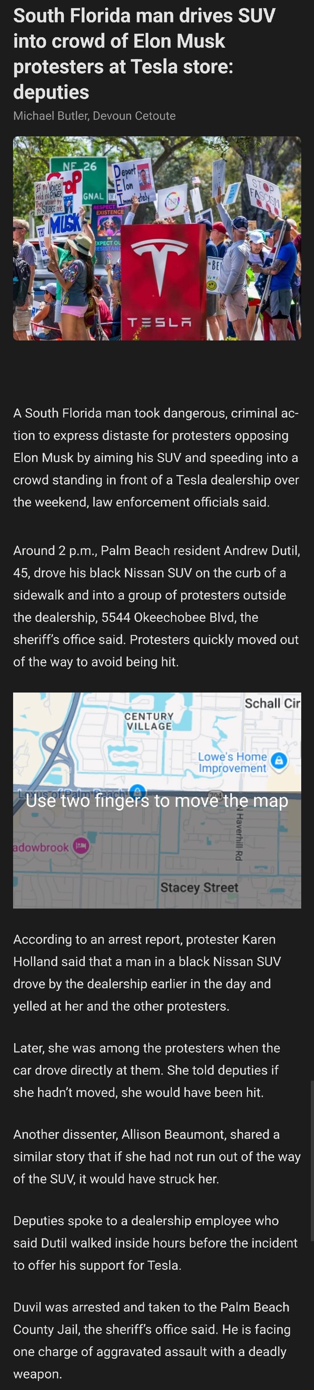 South Florida man drives SUV into crowd of Elon Musk protesters at ...