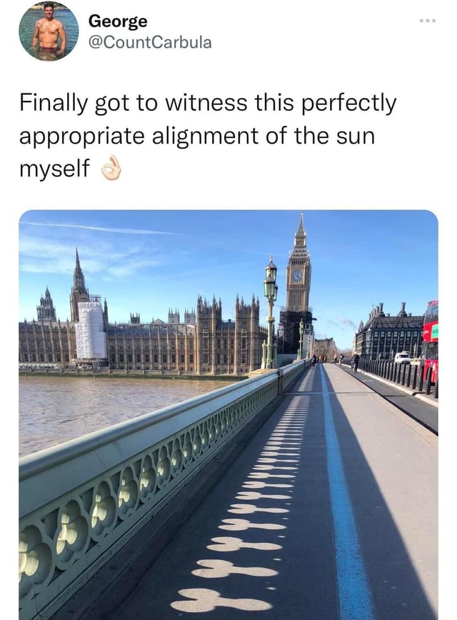 Finally got to witness this perfectly appropriate alignment of the sun ...