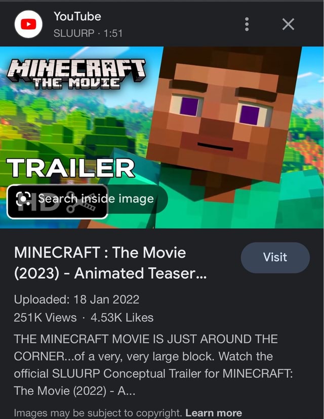 YouTube SEUURP AUHECRAE \ THE, MOLZE MINECRAFT : The Movie Visit (2023 ...