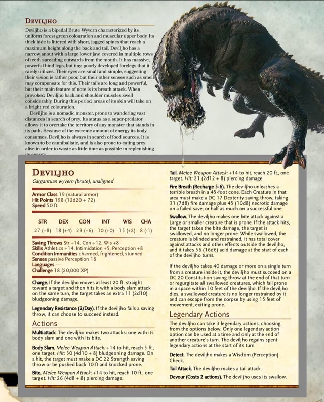DEVILJHO Deviljho is a bipedal Brute Wyvern characterized by its ...
