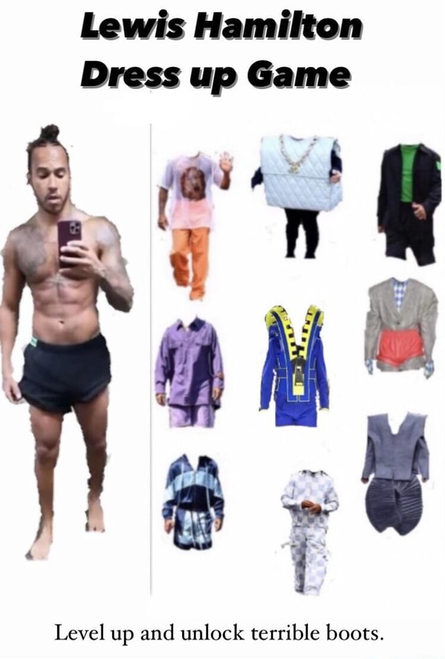 Lewis Hamilton Dress up Game Level up and unlock terrible boots ...
