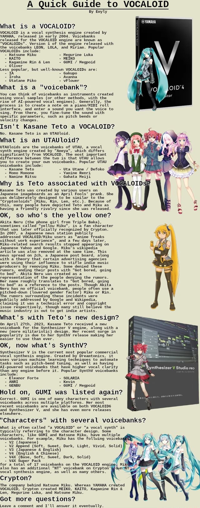A Quick Guide to VOCALOID By Enyly @YAMAHA What is a VOCALOID? VOCALOID ...