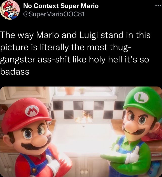 No Context Super Mario The way Mario and Luigi stand in this picture is ...