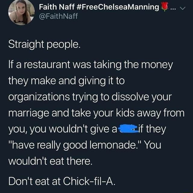 Faith Naff #FreeCheIseaManning xii V ”», ©FaithNaff Straight people. If ...