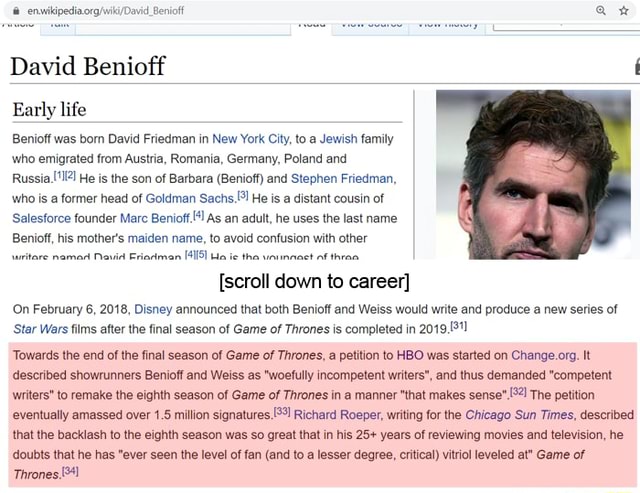 @ Benioff Qr David Benioff Early life Benioff was born David Friedman ...