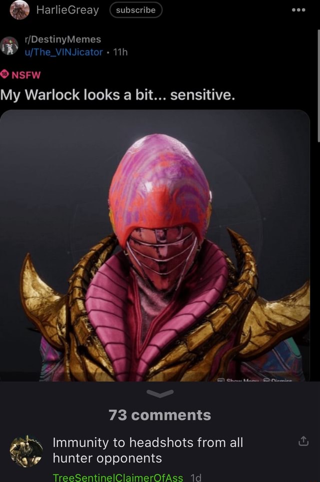 HarlieGreay subscribe eee ViINJicator NSFW My Warlock looks a bit ...