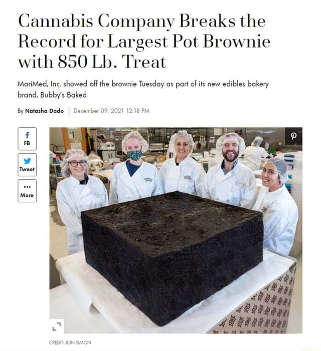 Cannabis Company Breaks the Record for Largest Pot Brownie with 850 Lb ...