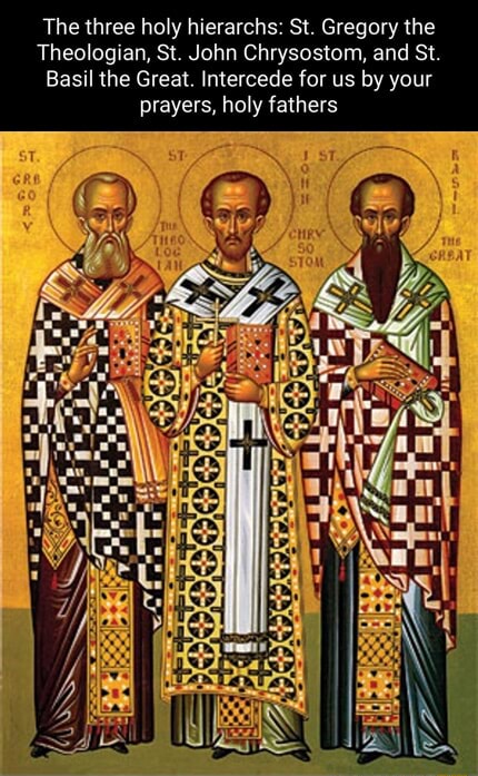 The three holy hierarchs: St. Gregory the Theologian, St. John ...