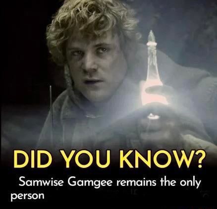 DID YOU KNOW? Samwise Gamgee remains the only person - iFunny