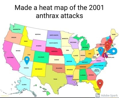 Made heat map of the 2001 anthrax attacks - iFunny