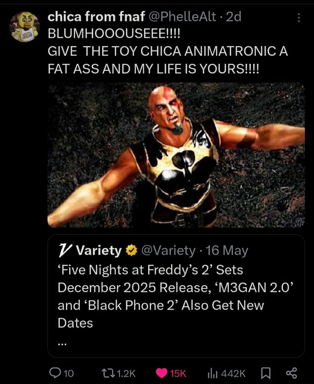BLUMHOOOUSEEE!!!! GIVE THE TOY CHICA ANIMATRONIC A FAT ASS AND MY LIFE ...