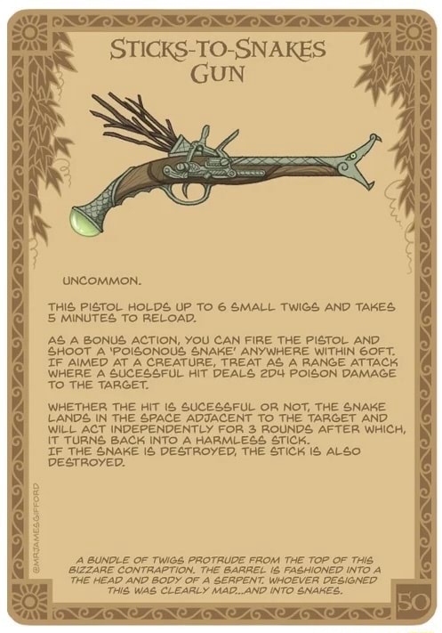 (EMBJAMESGIFFORD STICKS-TO-SNAKES GUN UNCOMMON. THIS PISTOL HOLDS UP TO ...