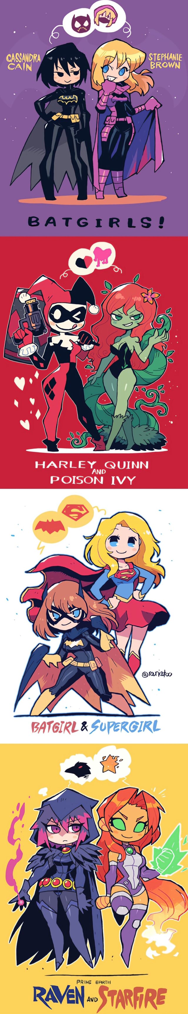 HARLEY QUINN POISON IVY BATGIRL& RAVEN STARFIRE - iFunny