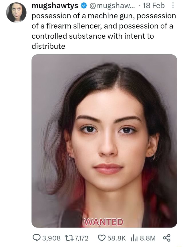 Mugshawtys @ @mugshaw... 18 Feb possession of a machine gun, possession ...