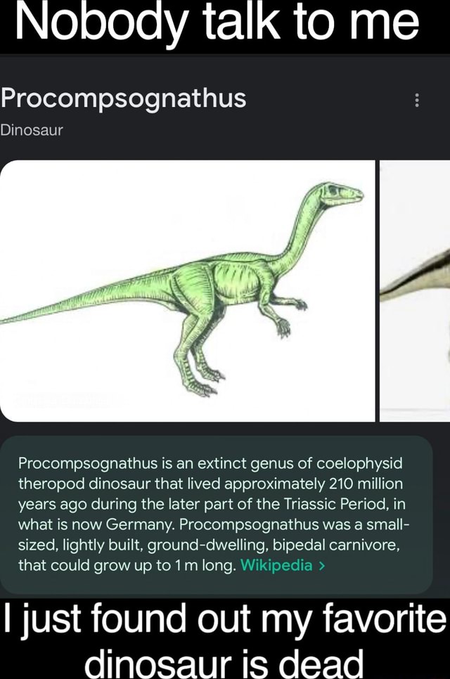 Noboay talk to me Procompsognathus Dinosaur Procompsognathus is an ...