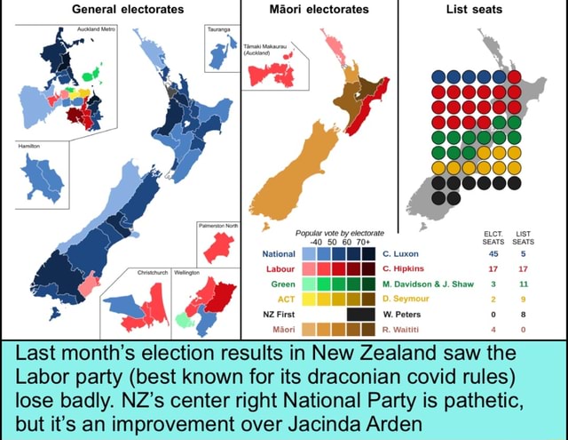 General electorates Maori electorates List seats Popular vote by ...
