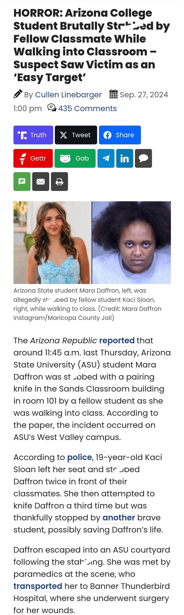 HORROR: Arizona College Student Brutally Ste" Jed by Fellow Classmate ...