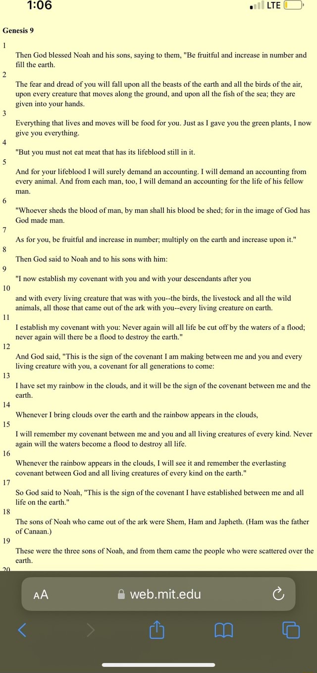 Genesis 9 TE Then God blessed Noah and his sons, saying to them, "Be ...
