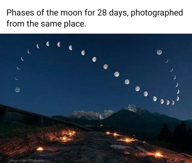 Phases of the moon for 28 days, photographed from the same place. dd ...