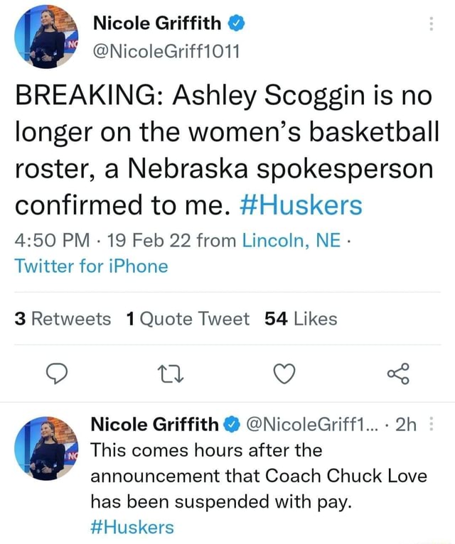Nicole Griffith @ @NicoleGriff1011 BREAKING: Ashley Scoggin is no ...