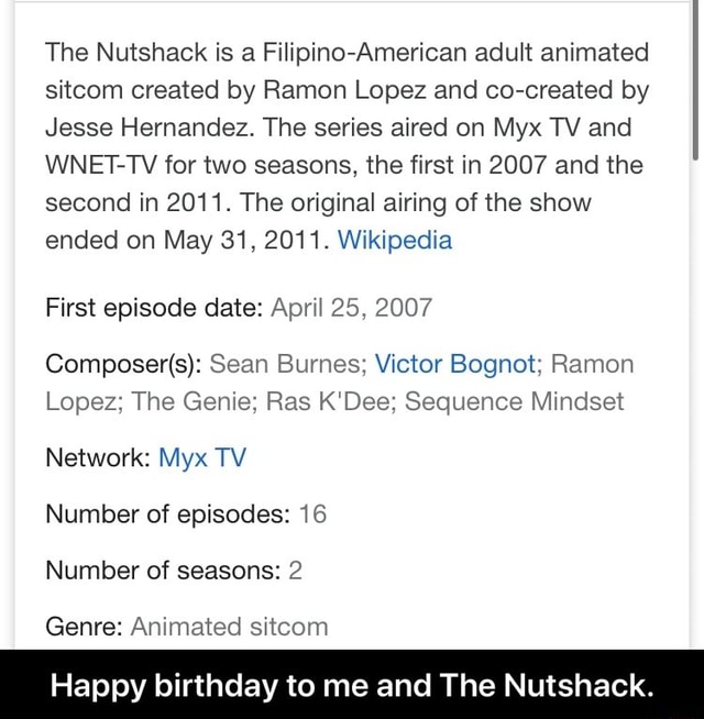 The Nutshack is a Filipino-American adult animated sitcom created by ...